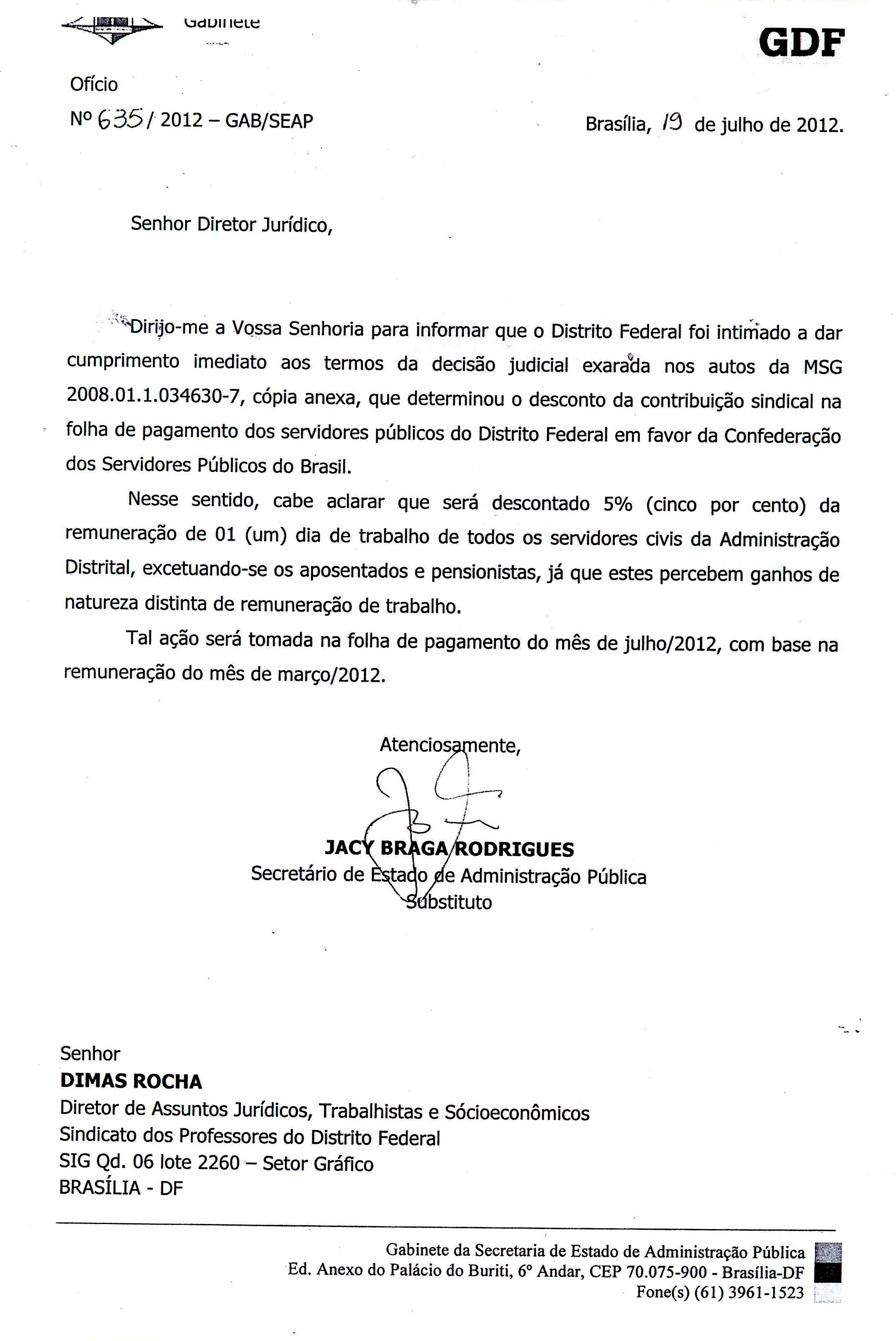 Modelo Carta Sindicato